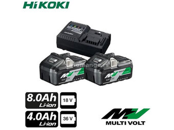 HIKOKI MULTIVOLT set 2 x baterija 36V/4.0Ah - 18V/8.0Ah i super brzi punjač UC18YSL3-WFZ