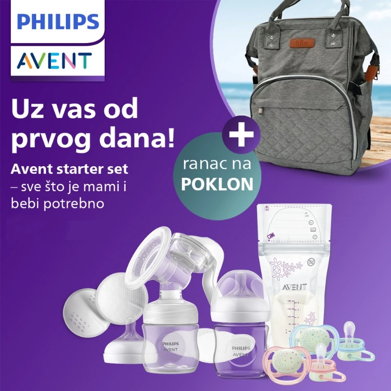 Avent starter set sa 5 proizvoda + BBO Ranac - Girl