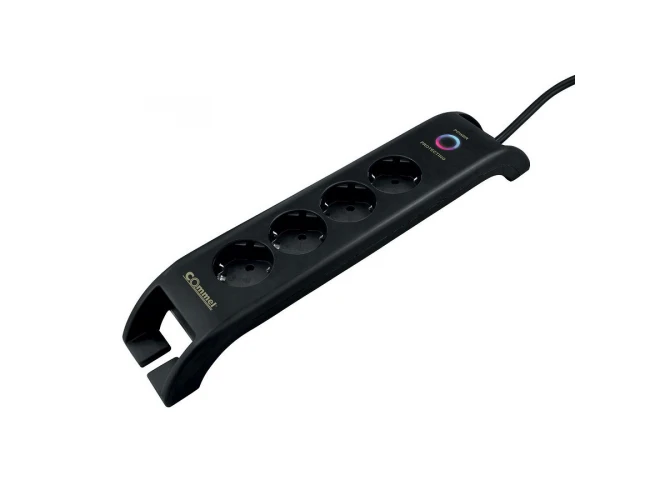 Commel (C380-109) 4u1 produžni kabl + 2xUSB Tip A sa prenaponskom zaštitom 16A 250V 2m crni