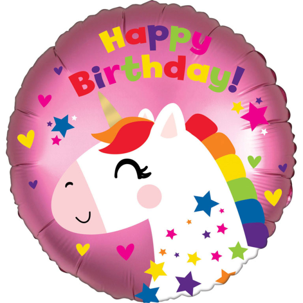 Helijumski balon 43cm Satin Unicorn Birthday