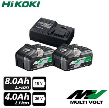 HIKOKI MULTIVOLT set 2 x baterija 36V/4.0Ah – 18V/8.0Ah i super brzi punjač UC18YSL3-WFZ