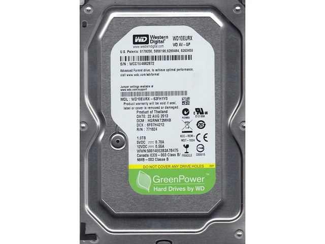 Standardni 3,5` HDD Western Digital 1TB WD10EURX!