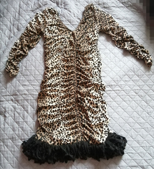 Nabrana haljina sa leopard šarama