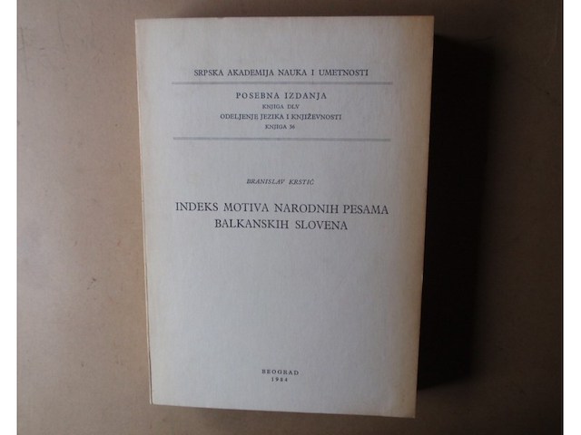 Branislav Krstić - INDEKS MOTIVA NARODNIH PESAMA