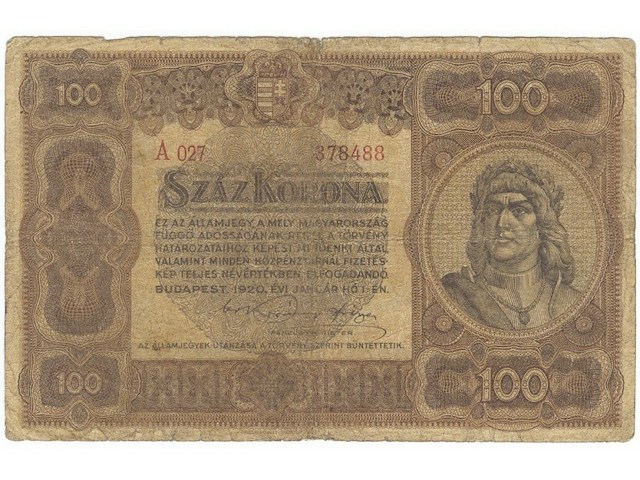 Madjarska 100 korona 1920