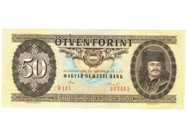 Madjarska 50 forinti 1986 UNC