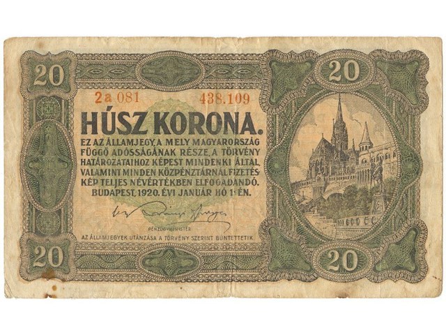 Madjarska 20 korona 1920
