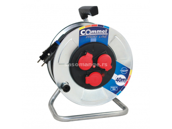 Commel c0930 produžni kabl sa motalicom metalni bubanj 3 utičnice 16A 230V 40m