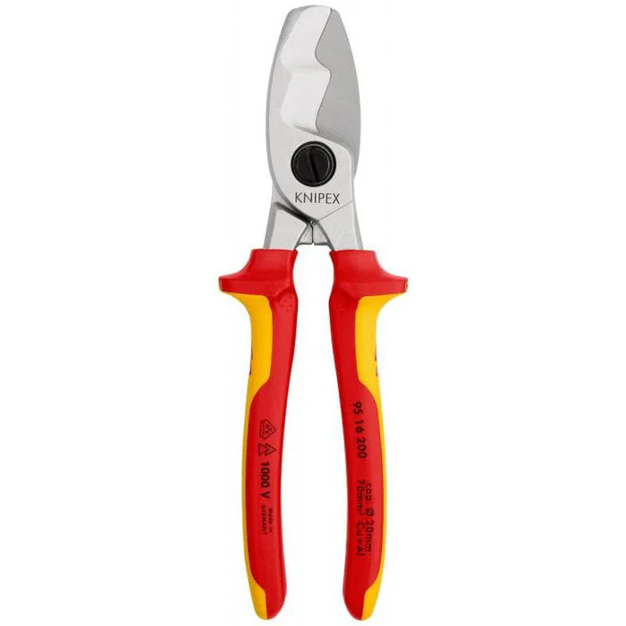 Knipex VDE izolovane makaze za kablove sa dvostrukom oštricom 165mm - hromirane (95 16 200)