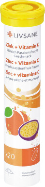 LIVSANE Cink i Vitamin C sa ukusom breskve i marakuje, šumeće tablete