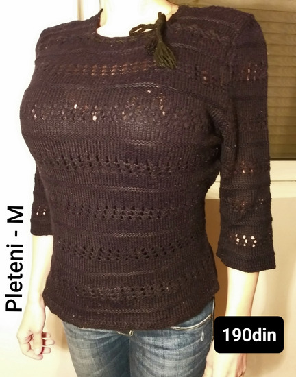 Ženski džemper bluza pletena crna M/38