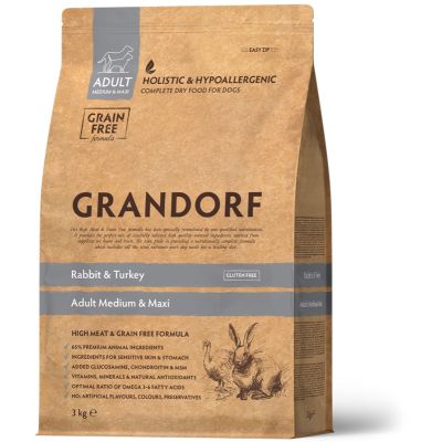 Grandorf Dog Adult Medium & Maxi Grain Free Zečetina & Ćuretina 1kg