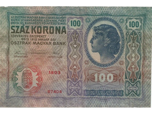 Austro-Ugarska 100 korona kronen 1912.