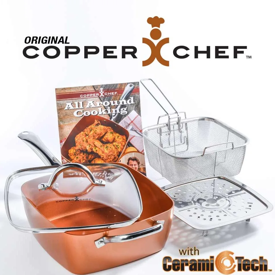 Copper chef pan duboki nelepljivi tiganj 5 u 1