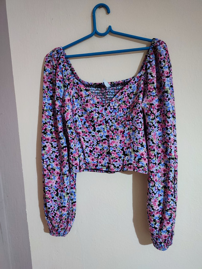 Šarena crop top bluza dugih rukava