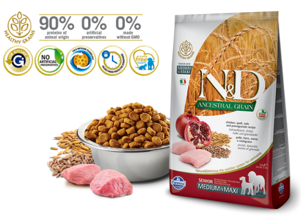 N&D Suva hrana LG Senior Medium and Maxi Chicken&Pomegranate 12 kg