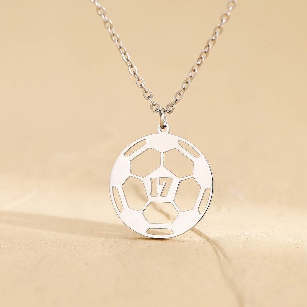 Lancic - Fudbalska lopta sa brojem 17 - 316L Predivna ogrlica koja