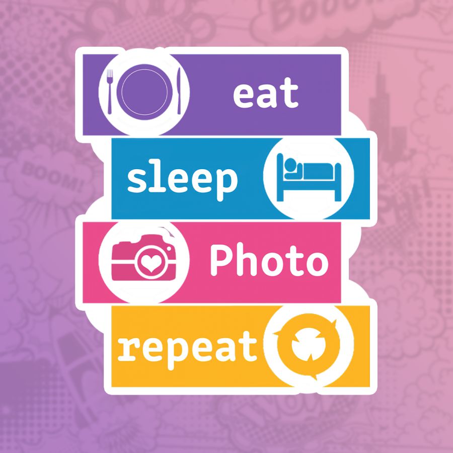 EAT SLEEP PHOTO REPEAT STIKER