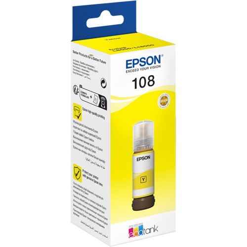 Epson Original Printer Ink/mastilo 108 EcoTank Yellow ink bottle | C13T09C44A