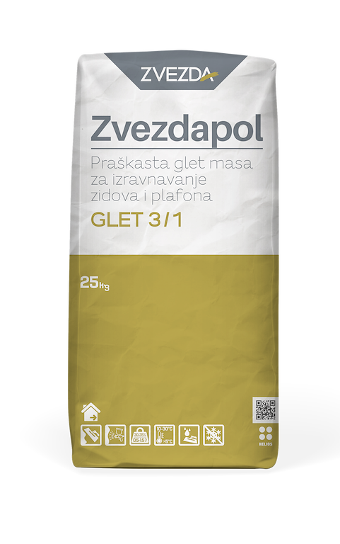 ZVEZDAPOL Praškasta glet masa GLET 3/1 25 kg