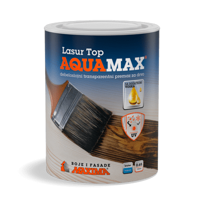 AQUAMAX Lasur TOP transparentni debeloslojni lak 0.65L, hrast