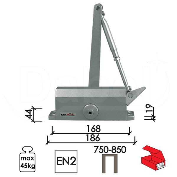 Zatvarač za vrata 4028 Silver 186(168)x44(19)mm 45kg Q