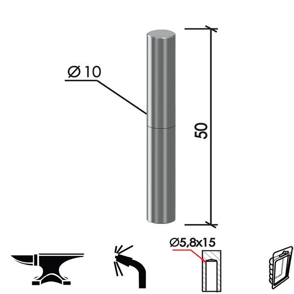 Šarka bravarska za vrata SP3 Ne fi10x50/5,8x15mm DP1