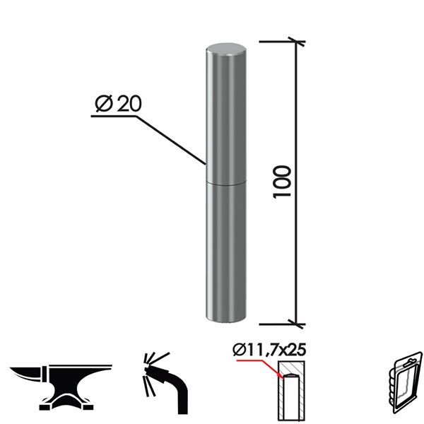 Šarka bravarska za vrata SP3 Ne fi20xx100/11,7x25mm DP1