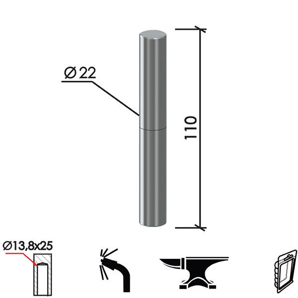 Šarka bravarska za vrata SP3 Ne fi22xx110/13,8x25mm DP1