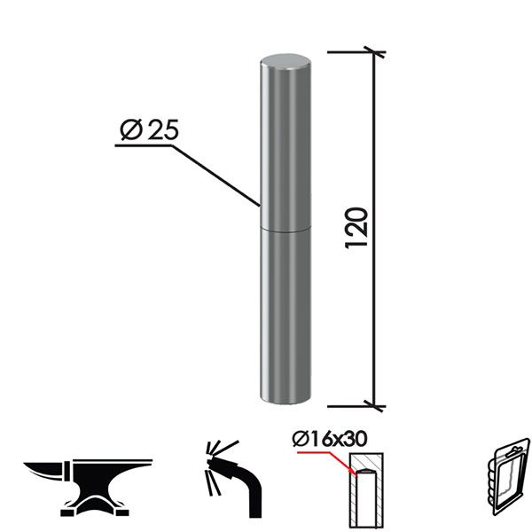 Šarka bravarska za vrata SP3 Ne fi25xx120/16x30mm DP1