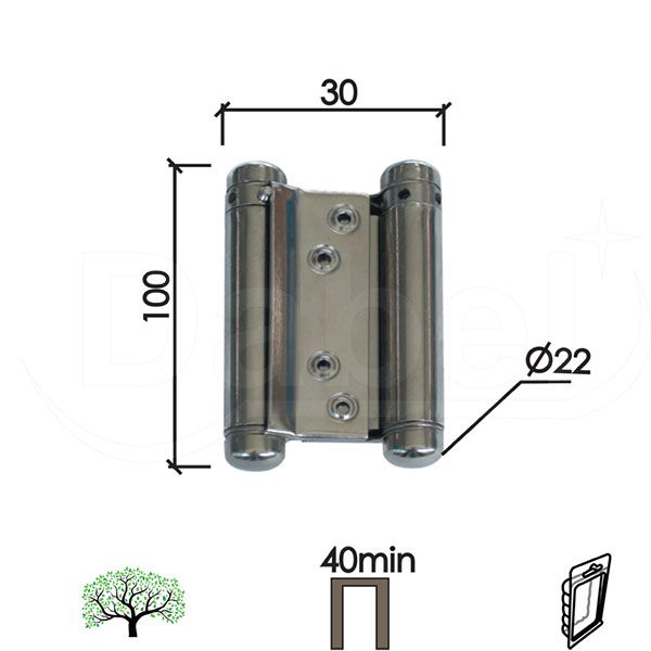 Šarka kaubojska za vrata SP9035 Nikl x100x30/fi22mm 40mm min. štok DBP2