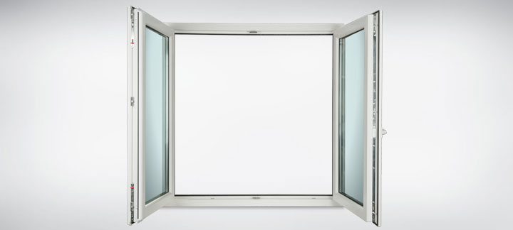 Dvokrilni prozori sa lažnom prečkom Weis 120x120 desni
