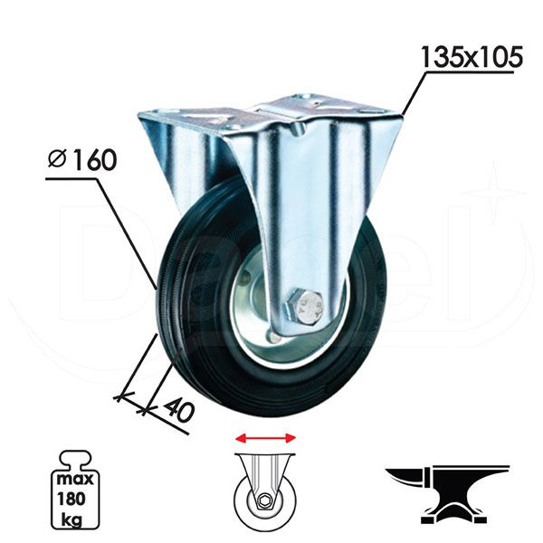 Točak za kontejner linijski T10 ZnB fi x160x40/135x105mm Q