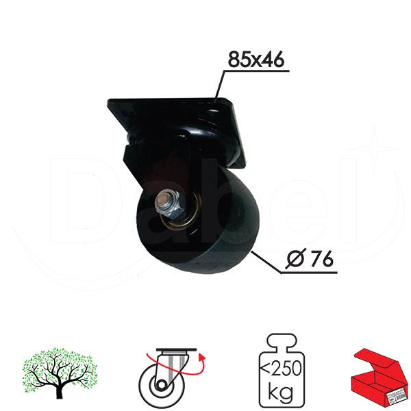 Točak za kontejner rotirajući TAK1 ZnB 85x46mm 250kg Q