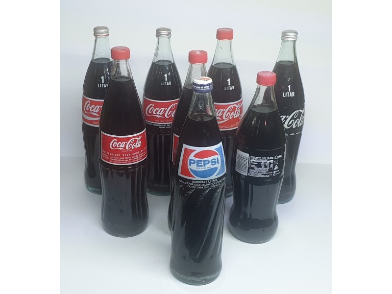 Stare Coca Cola i Pepsi staklene flase 1l