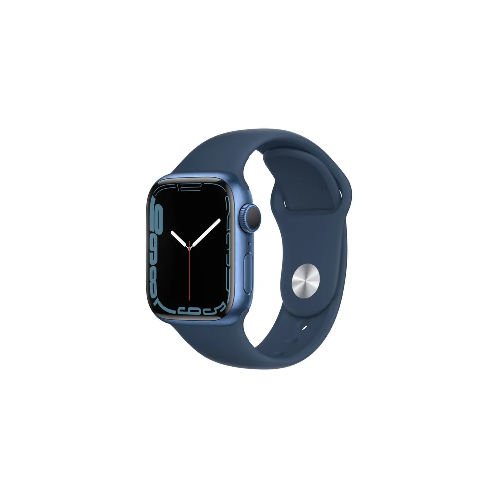 Apple Watch Series 7 GPS, 41mm Blue Aluminium Case with Abyss Blue Sport Band - Regular