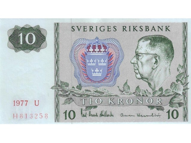 Svedska 10 kronor 1977 UNC