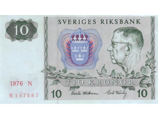 Svedska 10 kronor 1976 UNC