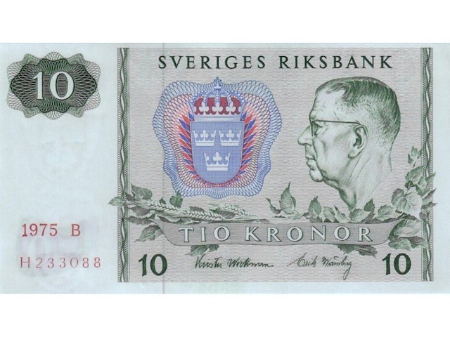 Svedska 10 kronor 1975 UNC