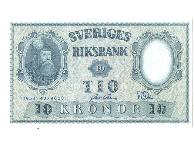 Svedska 10 kronor 1958 UNC