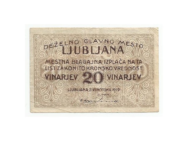 Ljubljana 20 vinarjev 1919