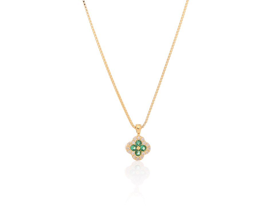 Ogrlica – Detelina sa smaragdima i dijamantima