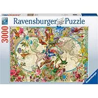 Ravensburger Puzzle slagalica za odrasle 3000 Mapa sveta - Flora i fauna 17117