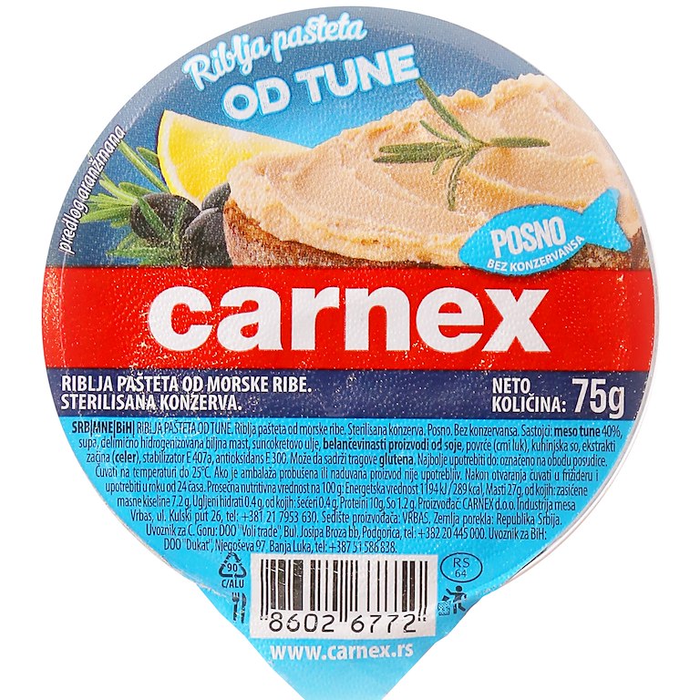 CARNEX PASTETA TUNA 75GR (14/1#)