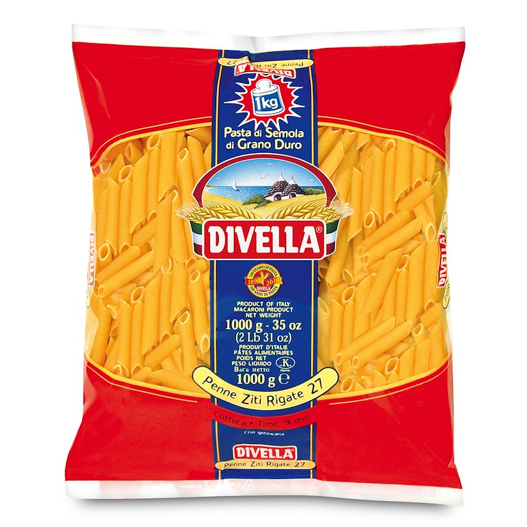 DIVELLA PENNE ZITI RIGATE 27 1kg (15/1#)- crvene