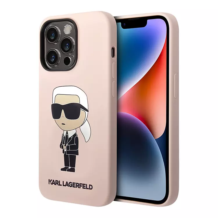 Maska Karl Lagerfeld Hc Silicone NFT Ikonik za iPhone 15 Pro Max 6.7 roze KLHCP15XSNIKBCP