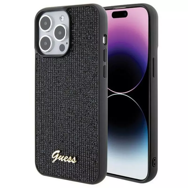 Maska Guess Hc PU Disco Script Metal za iPhone 15 Pro Max 6.7 GUHCP15XPMSDGSK