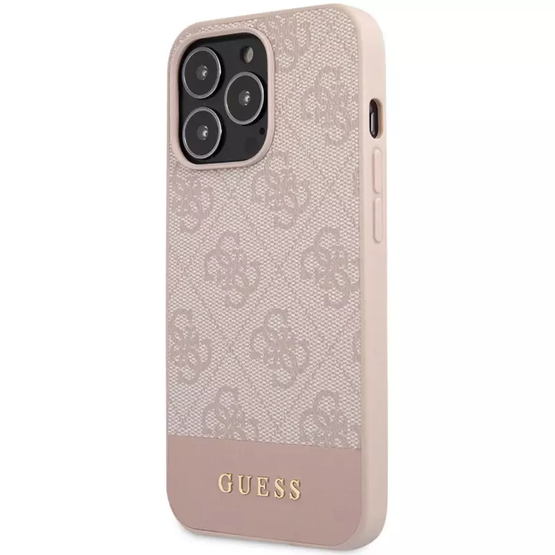 Maska Guess Hc PC/TPU 4G Pu Bottom Stripe za iPhone 15 Pro 6.1 roze GUHCP15LG4GLPI