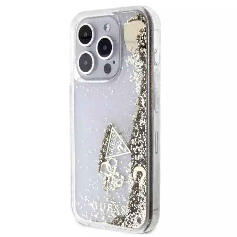 Maska Guess Hc Liquid Glitter Charms za iPhone 15 Pro 6.1 zlatna GUHCP15LGLHFLGO