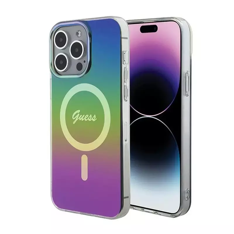 Maska Guess Hc IML Magsafe Iridescent za iPhone 15 Pro 6.1 crna GUHMP15LHITSK